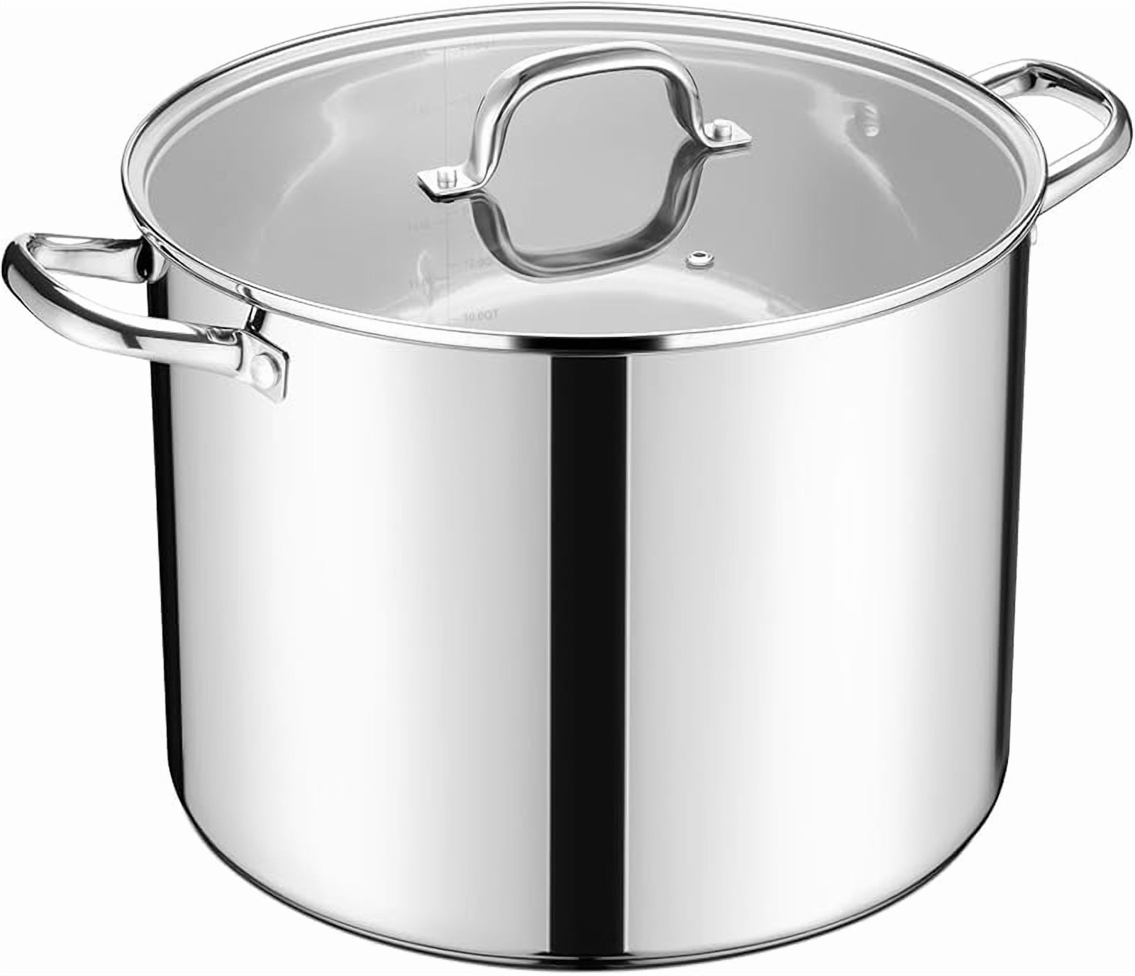 20 Qt Large Stock Pot, Stainless Steel Stockpot with Lid for Boiling ...