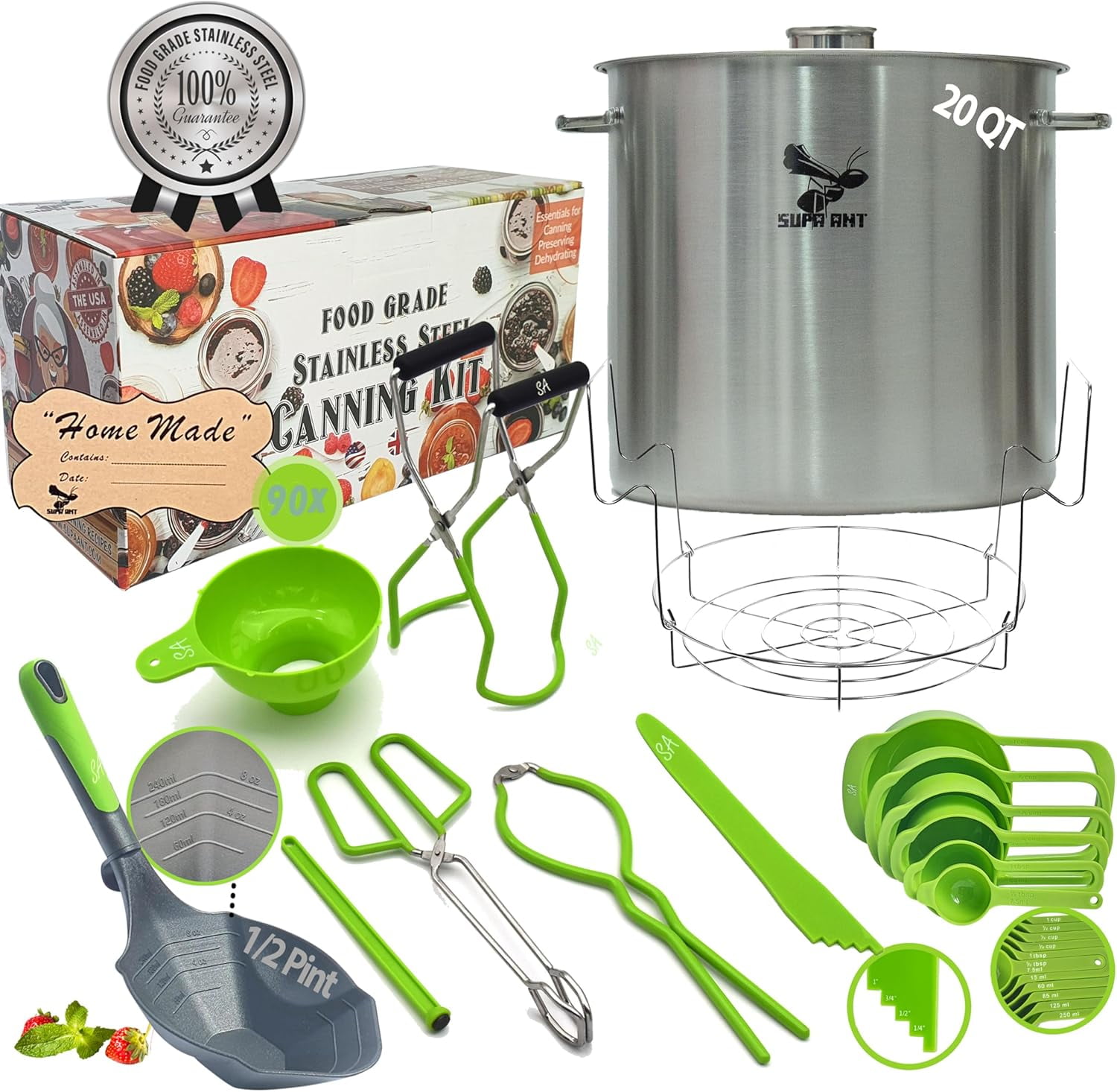 20 Qt. Stainless Steel Water Bath Canning Pot with Canning Supplies ...
