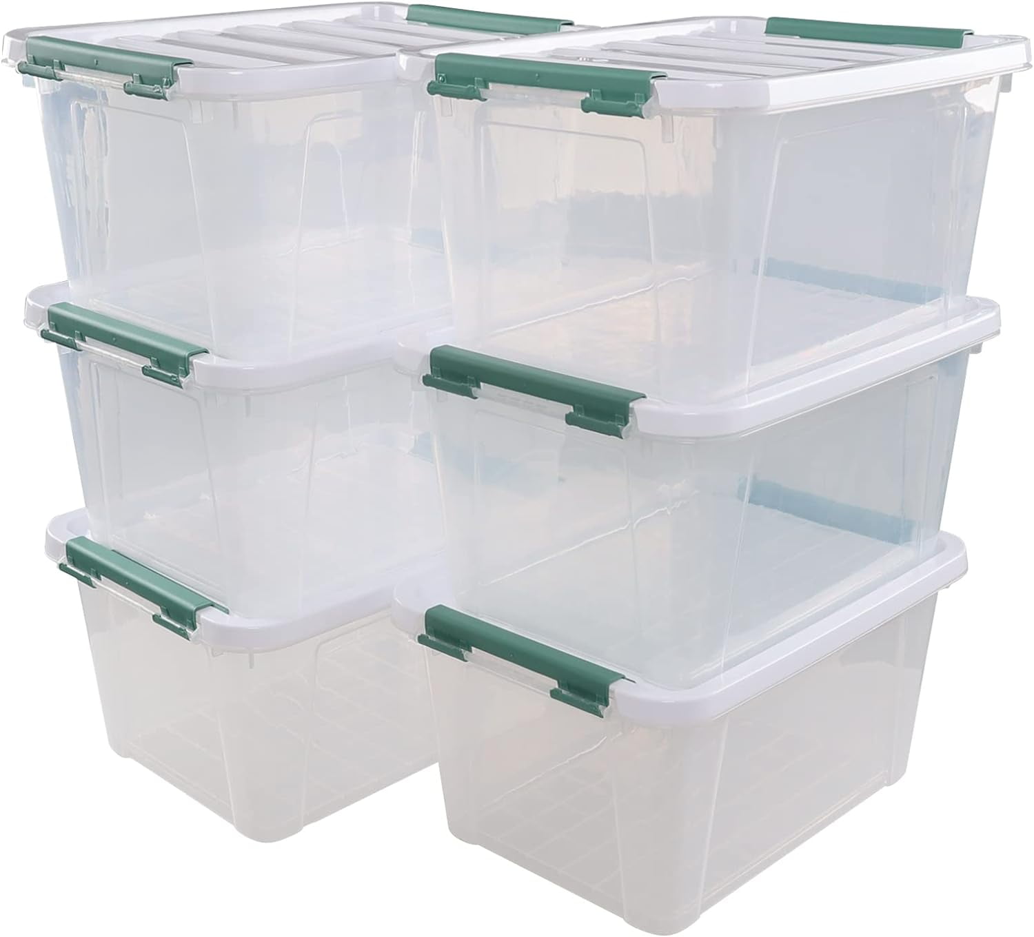 20 Quart Clear Latching Boxes, Plastic Storage Bins with Lids Set of 6 ...