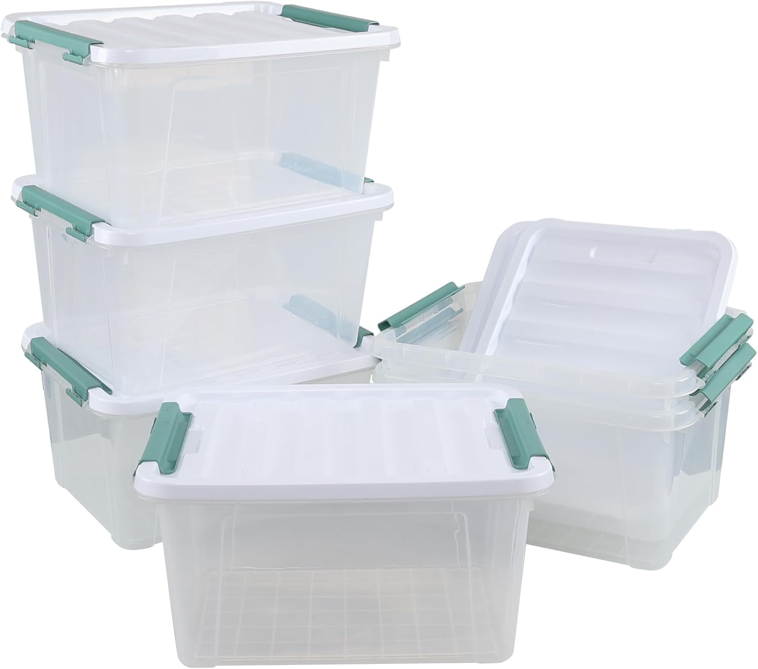 20 Quart Clear Stackable Storage Box, 6-Pack Plastic Storage Container ...