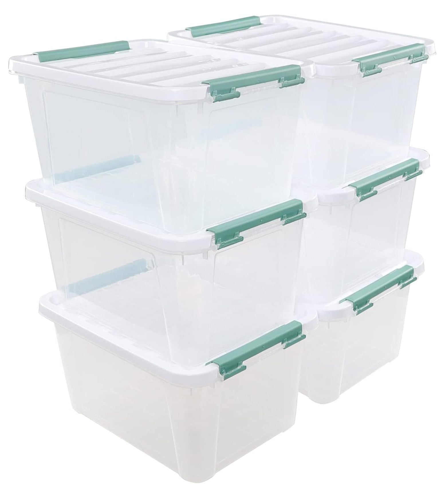 20 Quart Clear Storage Bin with Lid, 6 Pack Plastic Latching Container ...