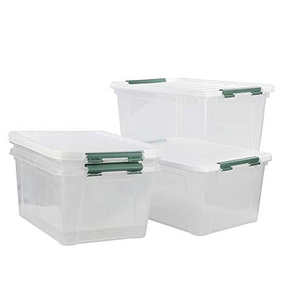 20 Quart Clear Storage Bins with Lid and Handle, Multipurpose Stackable ...