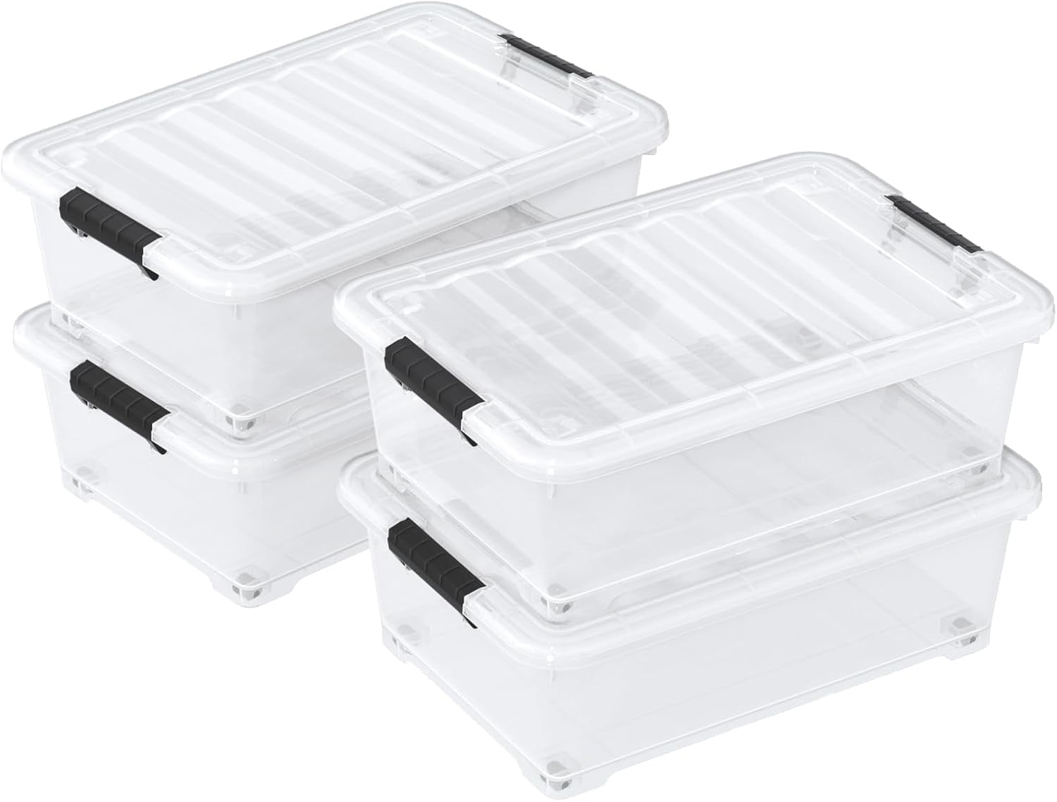 20 Quart Clear Under Bed Storage Box with Wheels, Plastic Under Bed ...