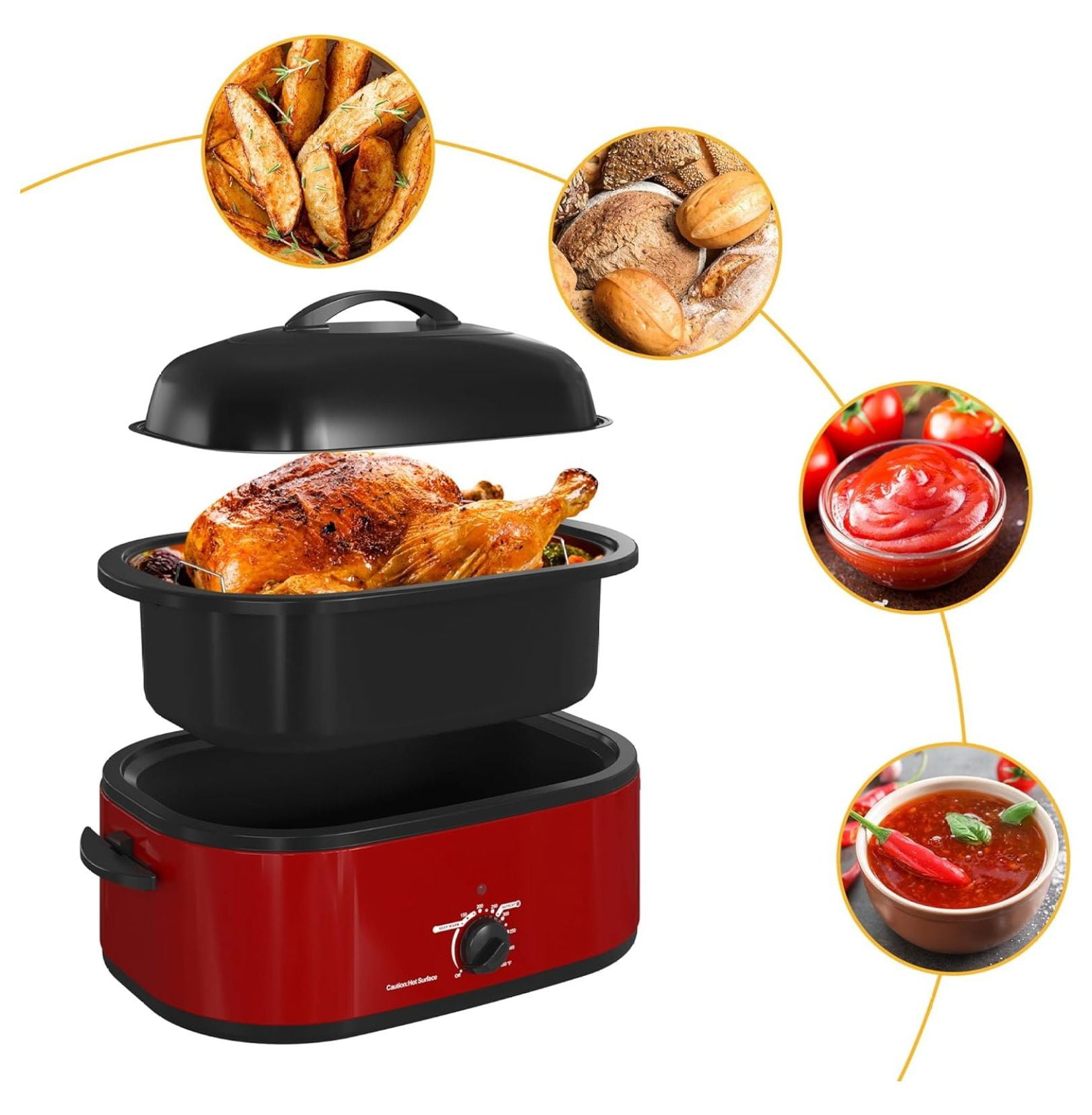 20 Quart Electric Roaster Oven with Self-basting Lid, Turkey Roaster ...