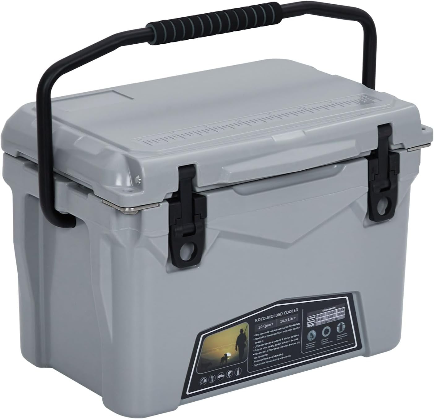 20 Quart Hard Camping Cooler, Portable Insulated Ice Chest Cooler Box ...
