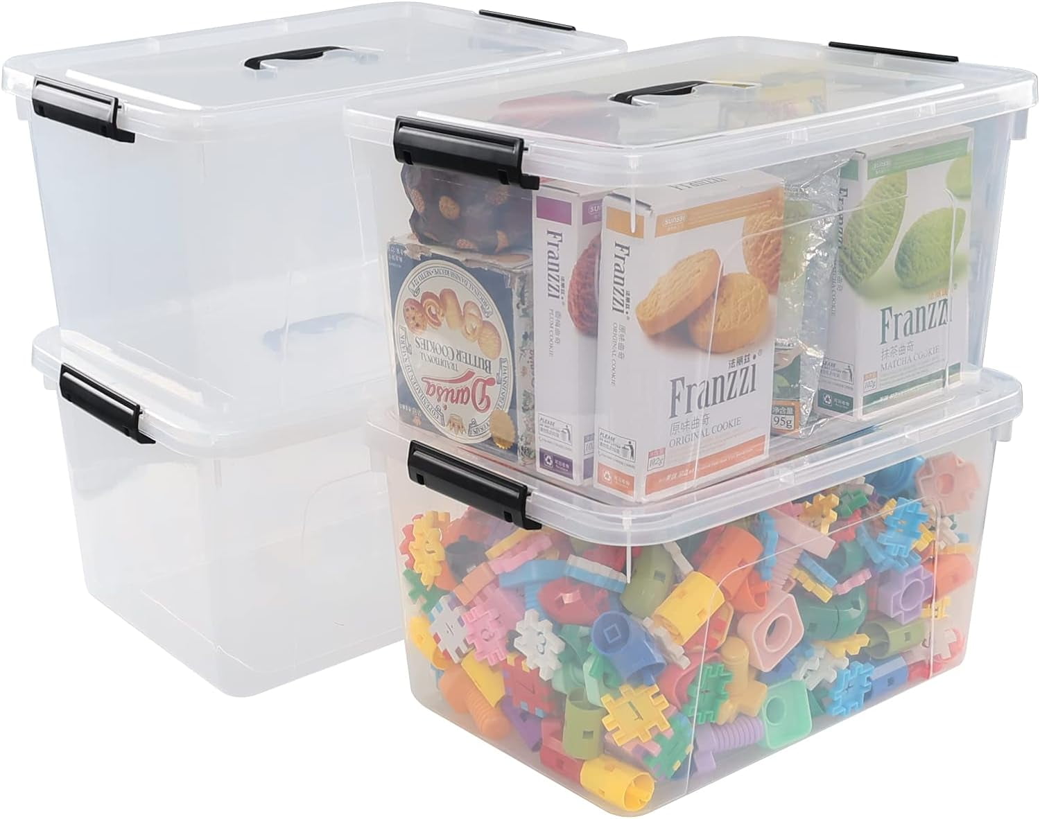 20-Quart Plastic Bins with Lid, Clear Plastic Boxes with Handles, 4 ...