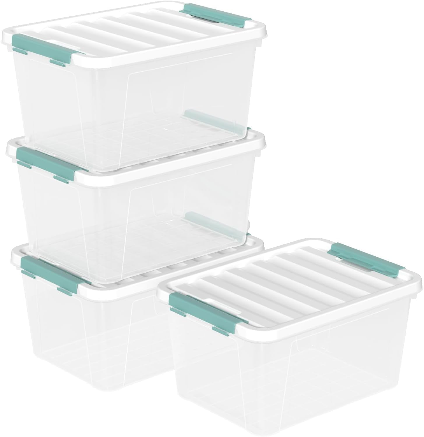 20 Quart Plastic Latching Storage Boxes, Clear Storage Box Bins with ...