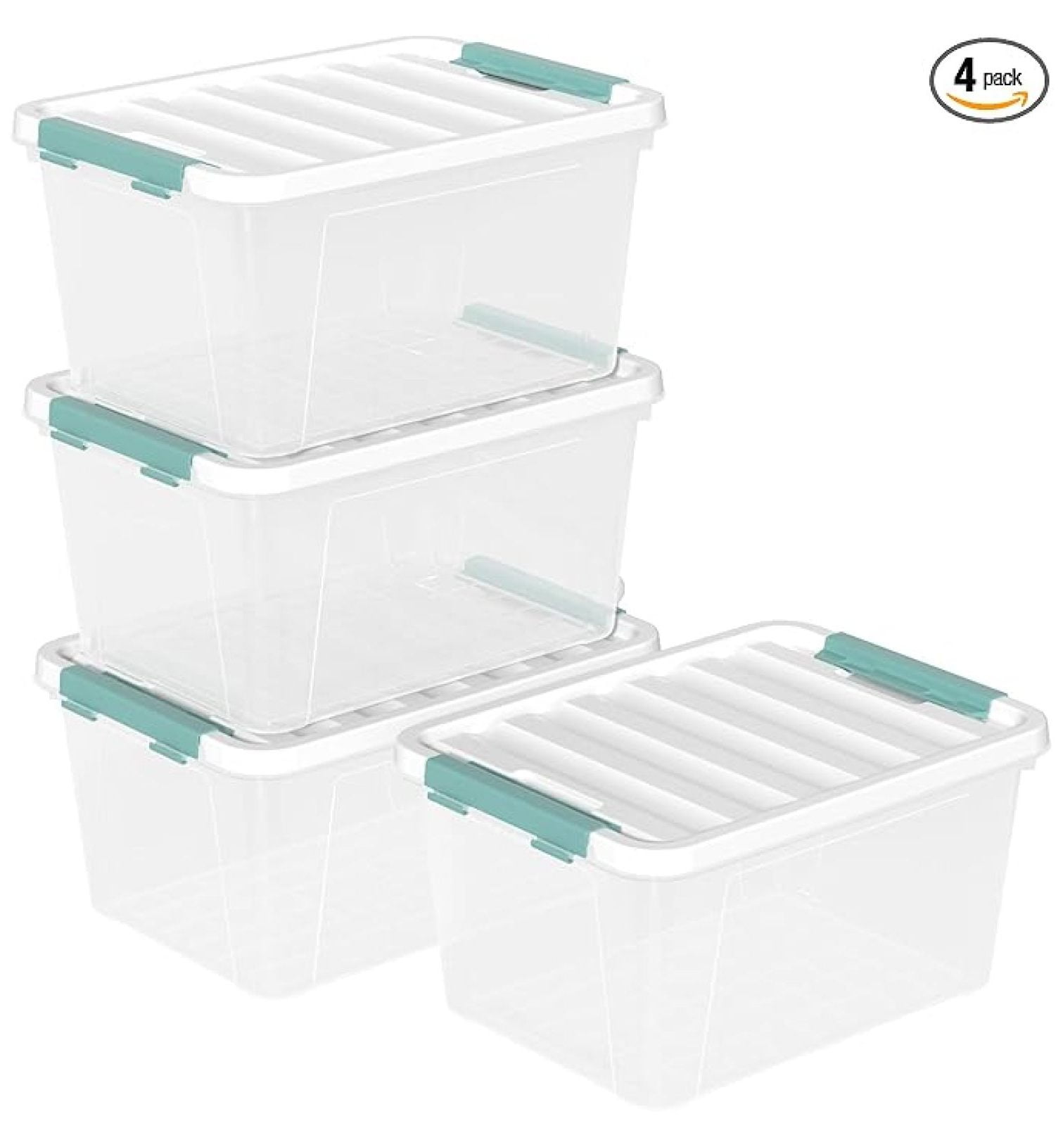 20 Quart Plastic Latching Storage Boxes, Clear Storage Box Bins with ...