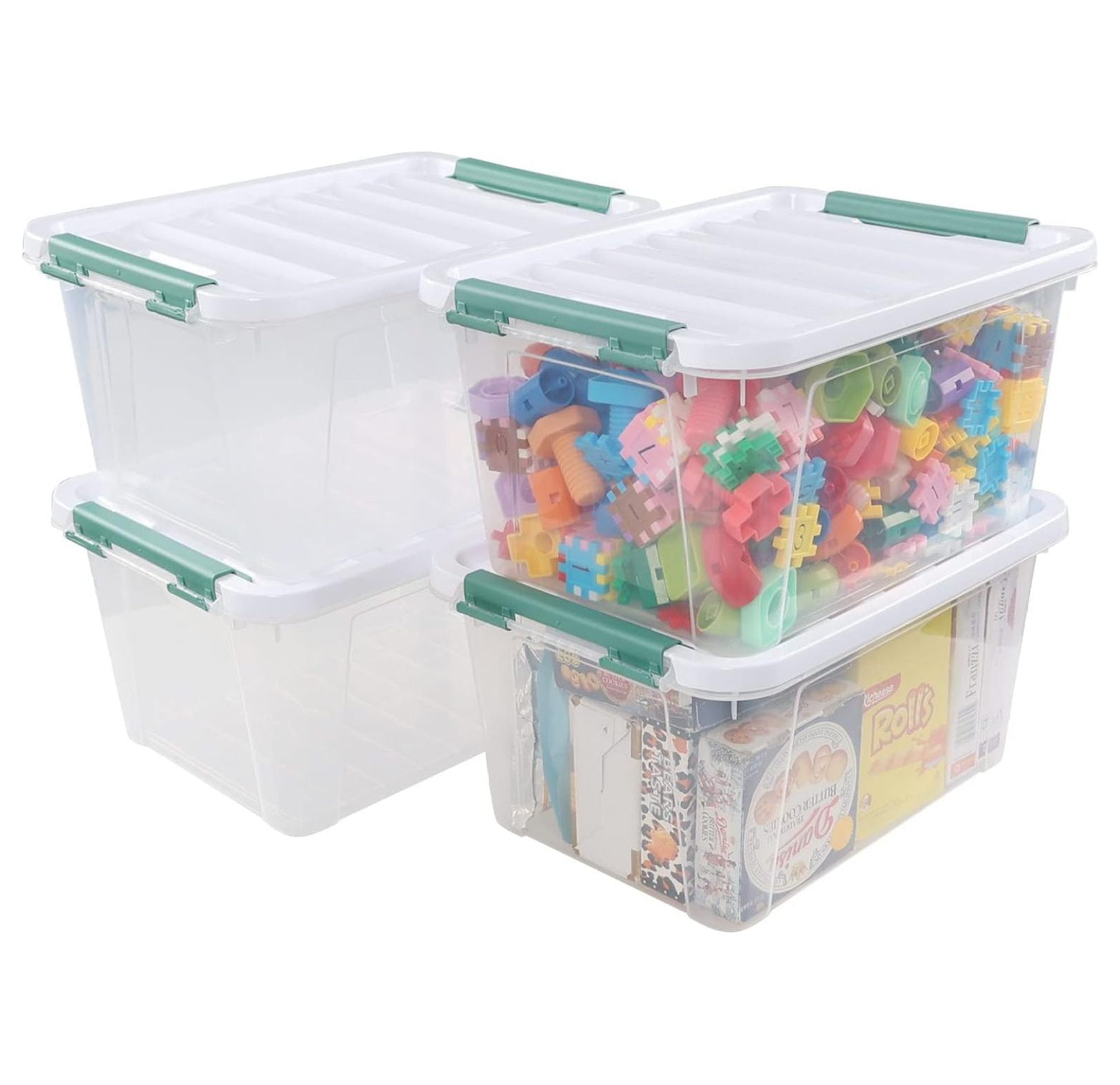 20 Quart Plastic Storage Bins with Lid, Clear Storage Plastic Box, 4 ...