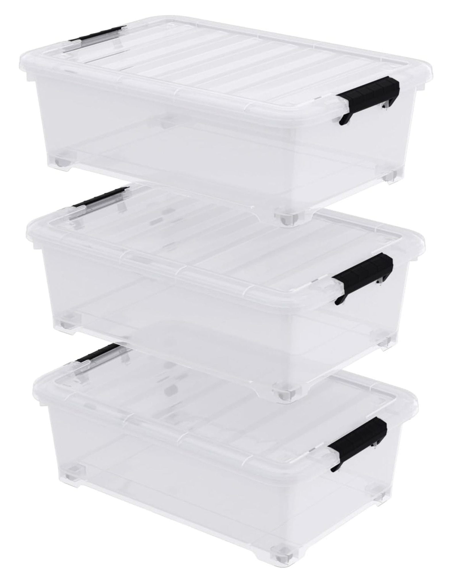 20 Quart Plastic Under Bed Storage Box, Stackable Nestable Organizer ...