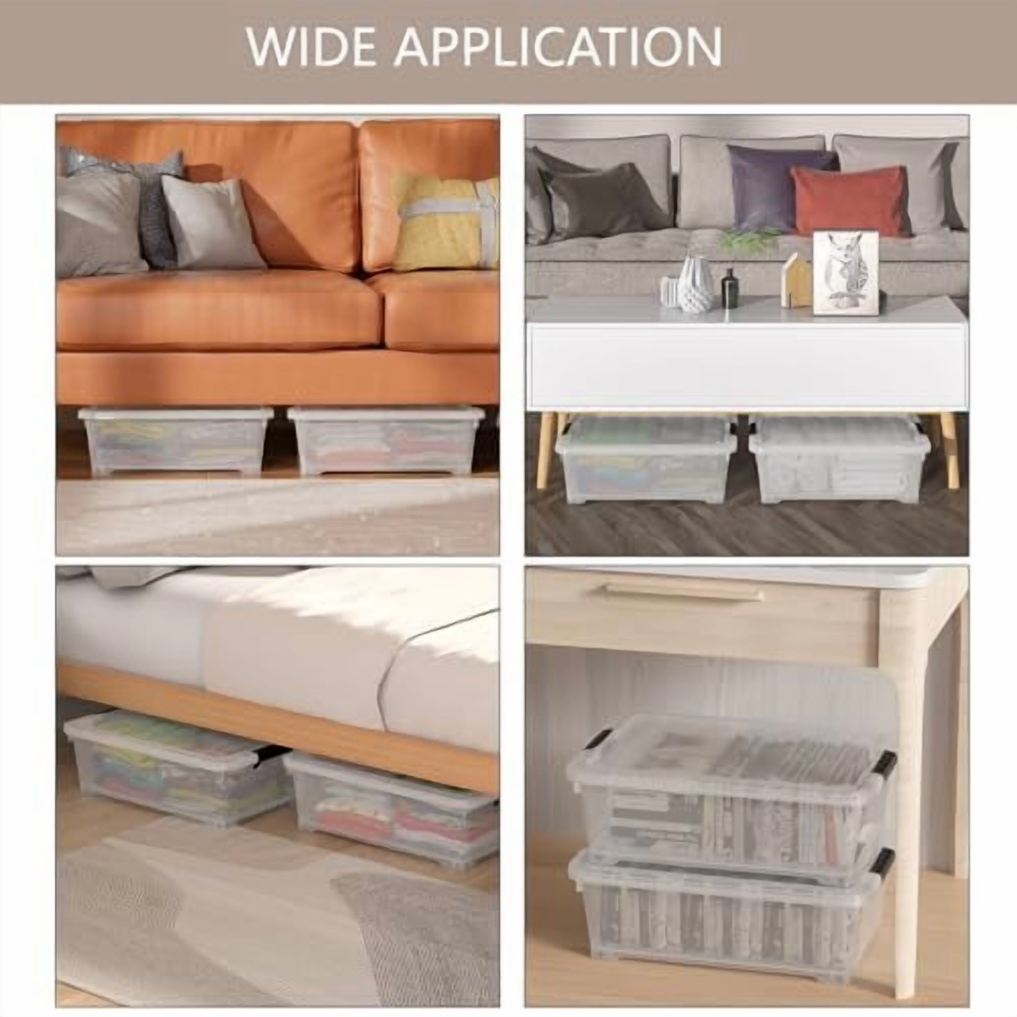 20 Quart Plastic Under Bed Storage Containers, Latching Storage Boxes ...