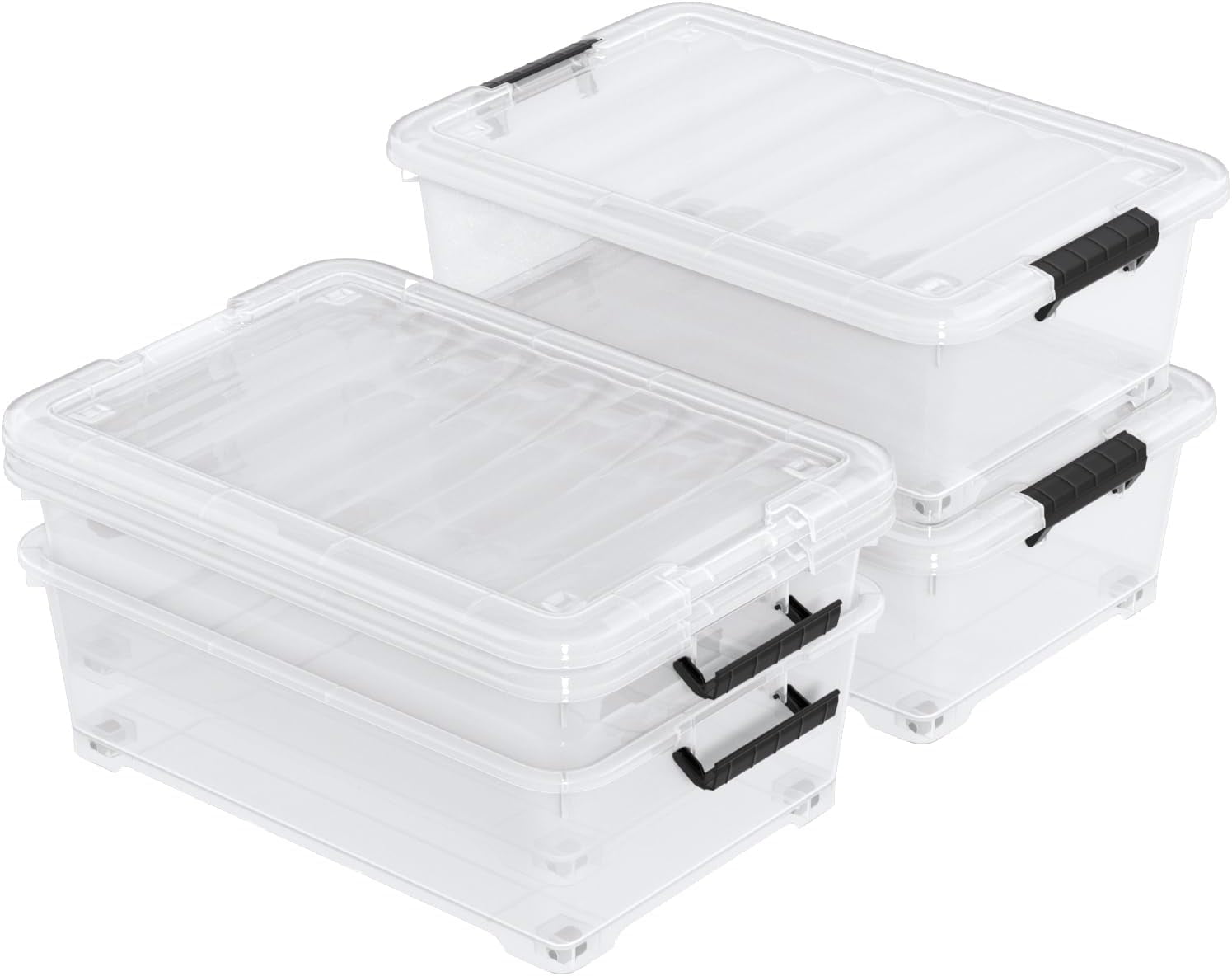 20 Quart Plastic Underbed Storage Bins with Lids, 4-Pack Clear Underbed ...