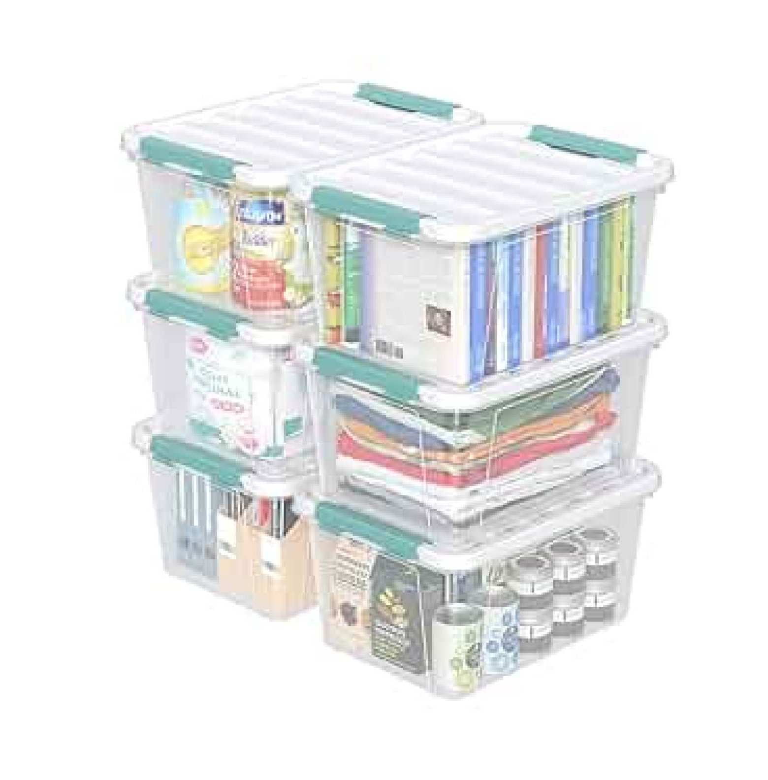 20 Quart Storage Bins with Latch Lids - 6 Pack Clear Plastic Storage ...