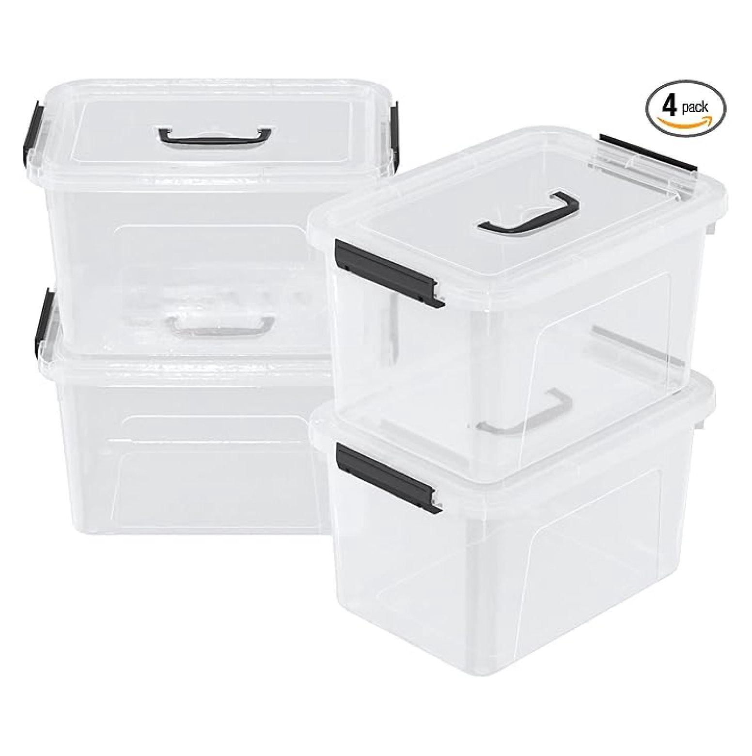 20 Quarts Plastic Storage Latches Box with Lid, Clear Latching , 4 ...