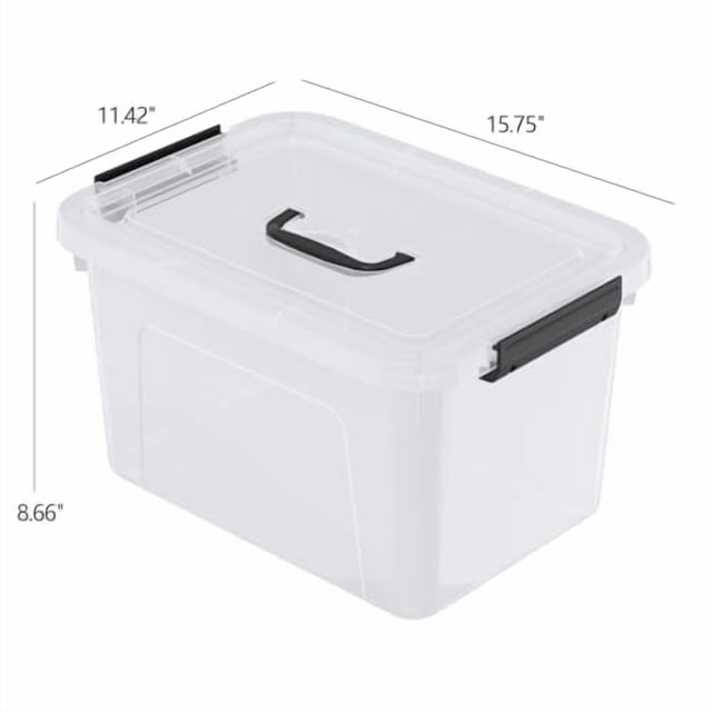 20 Quarts Stackable Plastic Storage Latches Box with Lid, Clear ...