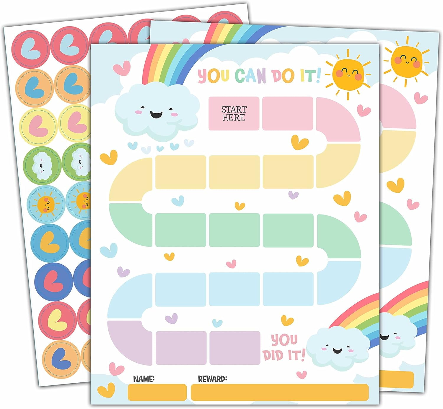 20 Rainbow Reward Chart with 432 Round Stickers, Incentive Behavior ...