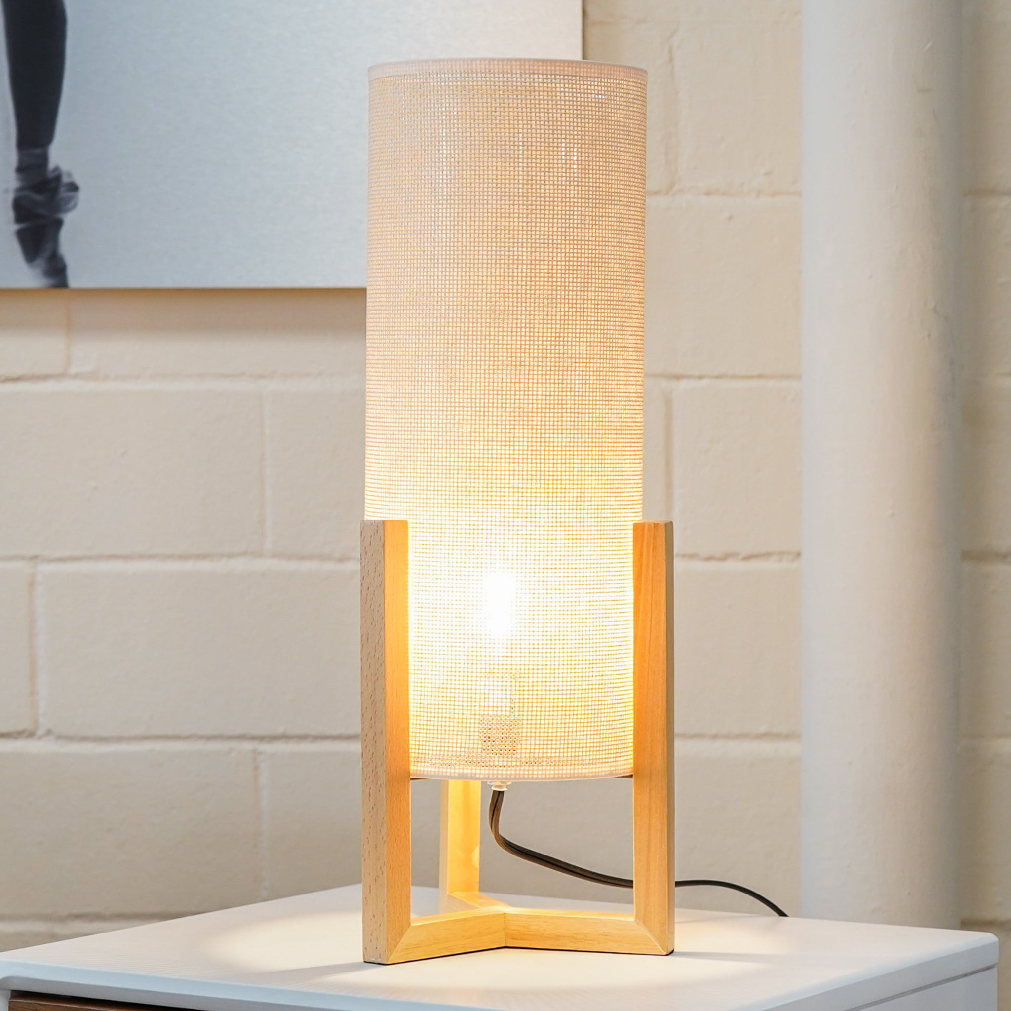 20" Rayna Table Lamp - Oak & Rattan Weave, E12 15W Max (Bulb Not ...