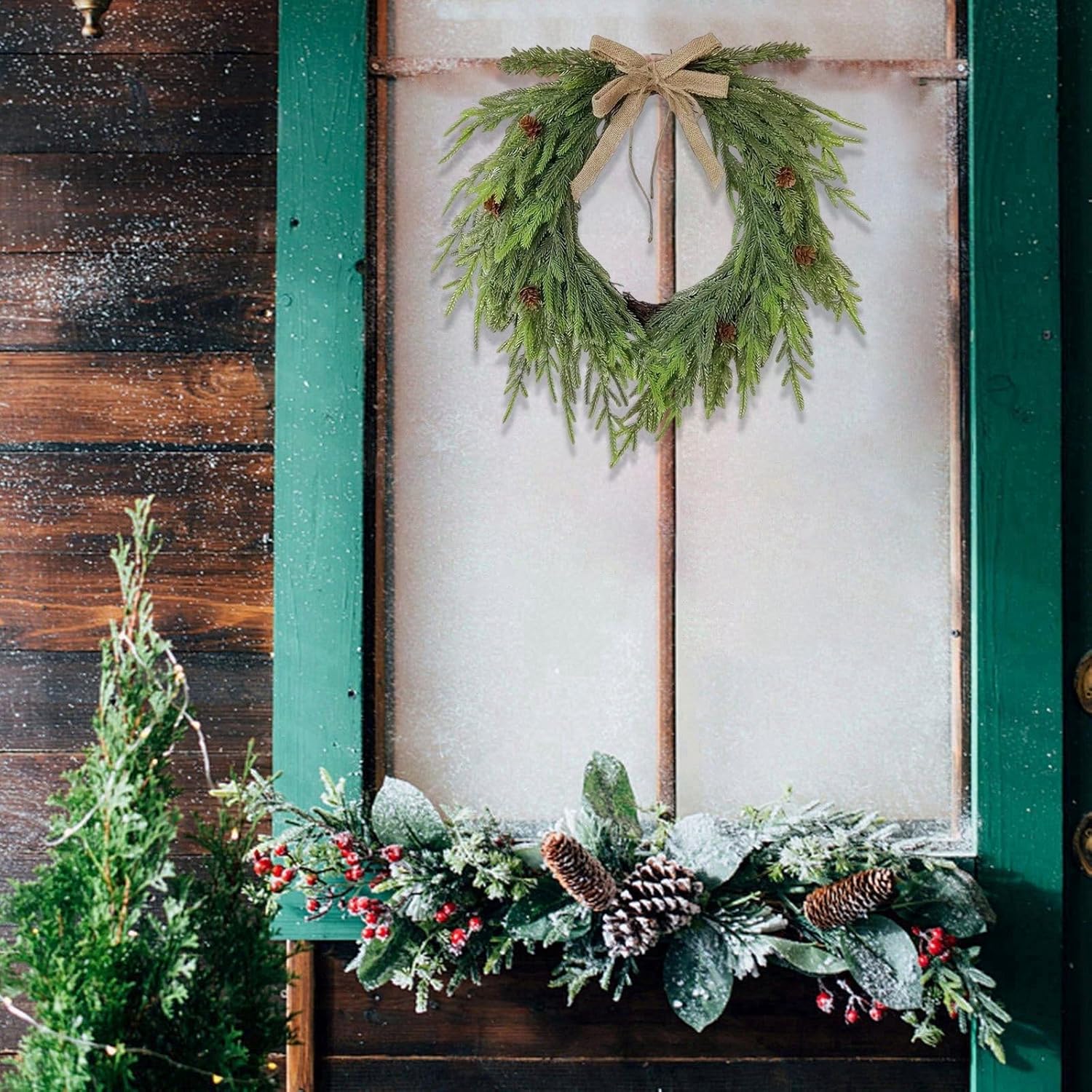 20" Real Touch Christmas Cedar Wreath Realistic Artificial Cedar ...