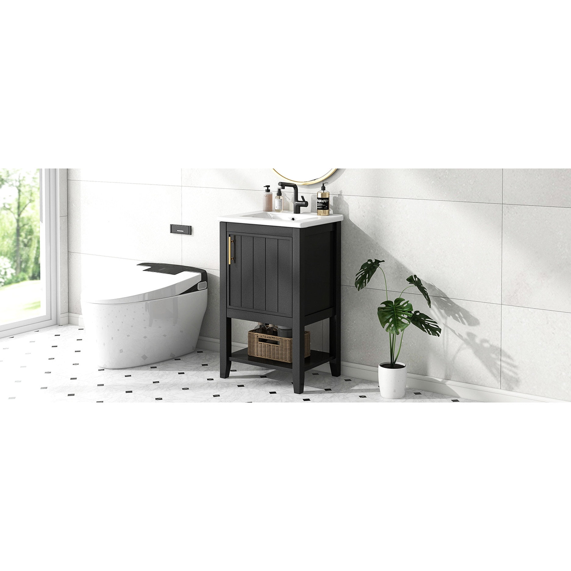 20" Rectangular Bathroom Vanity with Undermount Sink | One - door ...