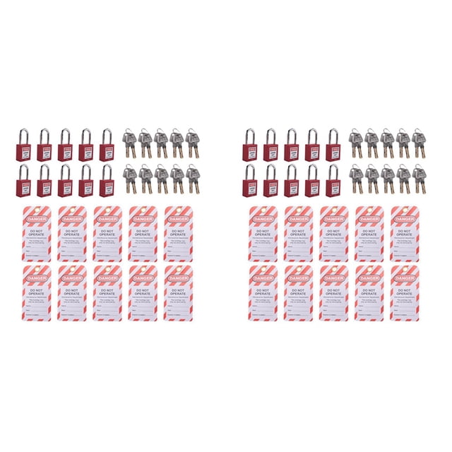 20 Red Lockout Tagout Locks with 20 Lock Out Tag Out Tags, Keyed ...
