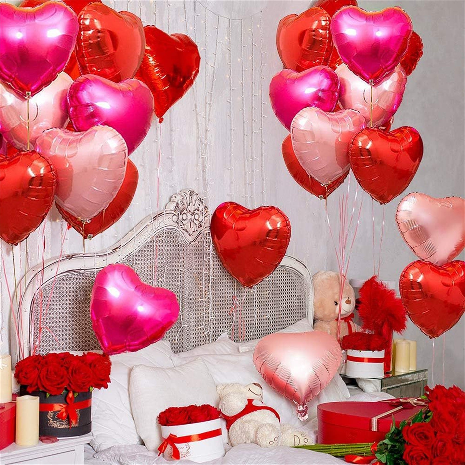 20 Red Love Balloons Rose Gold Mary Valentine'S Day Birthday Wedding ...