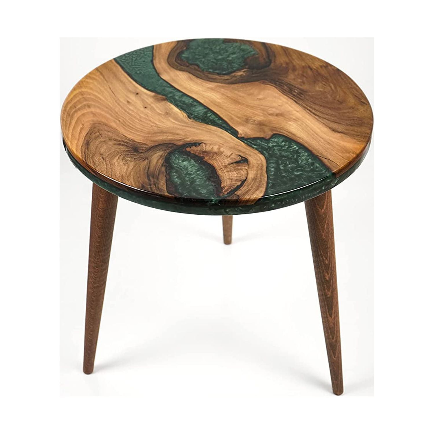 20" Resin Walnut Round Side Table | Epoxy End Table | Coffee Table ...
