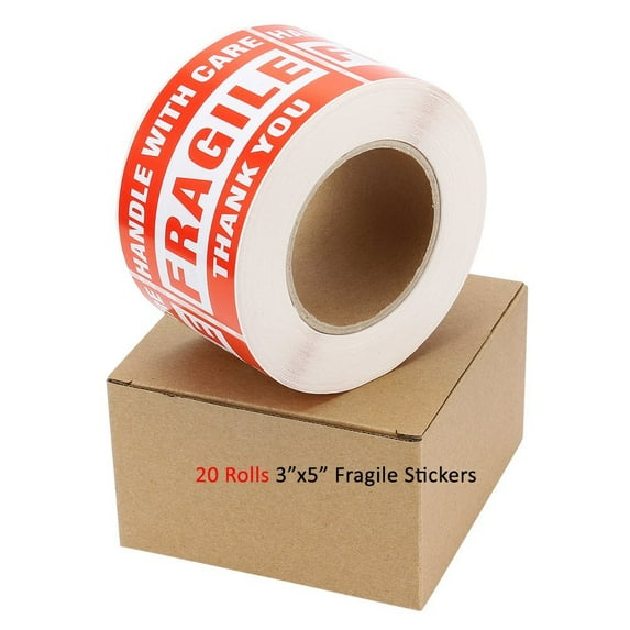20 Roll 500/Roll 3x5 Fragile Stickers Handle With Care Thank You ...