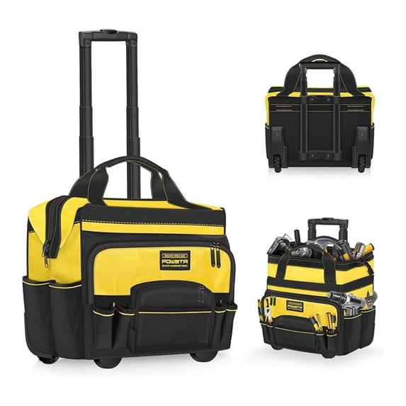 20" Rolling Tool Bag with Wheel,15 Pocket Heavy Duty Wheeled Tool Bag ...