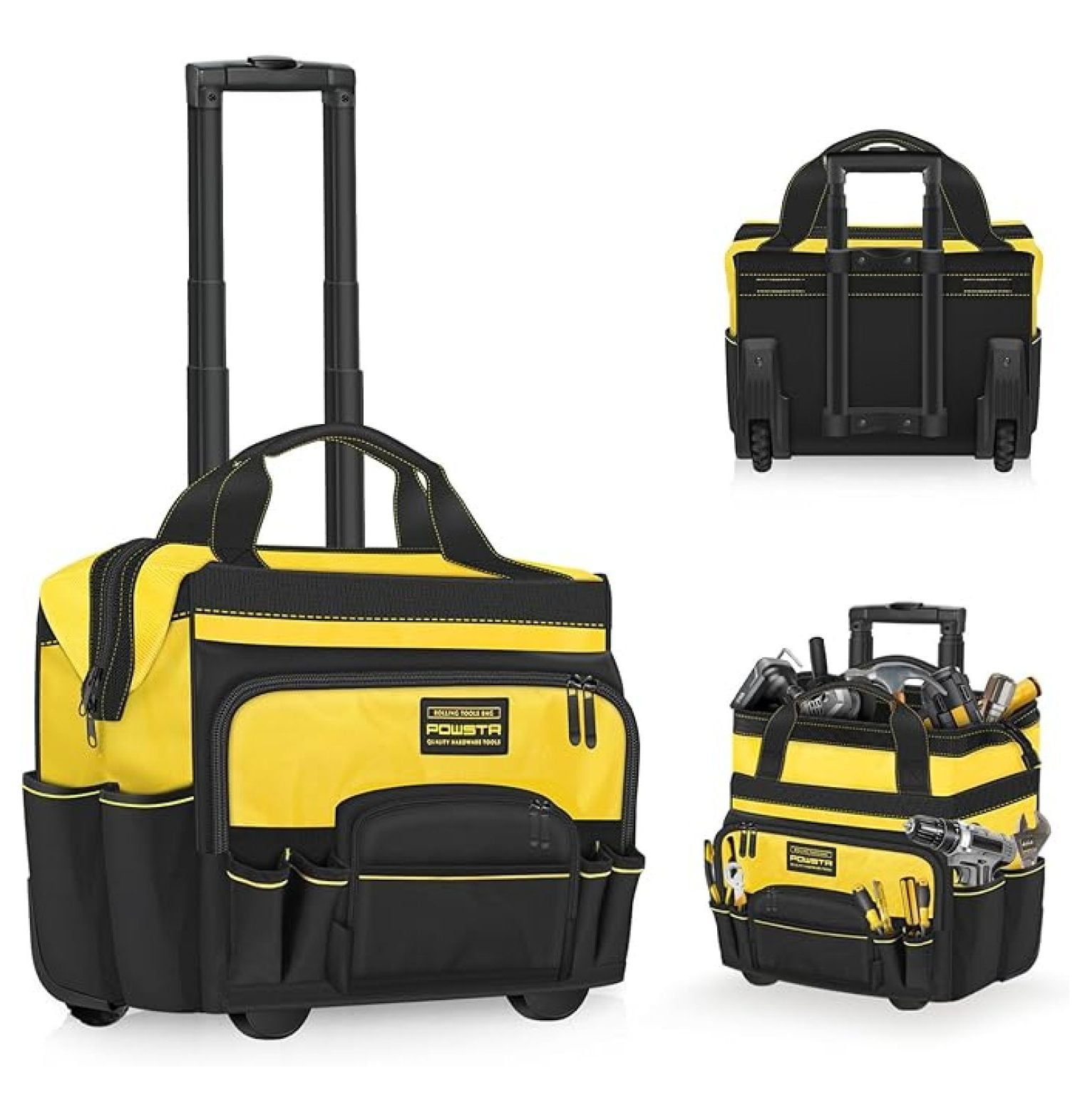 20" Rolling Tool Bag with Wheel,15 Pocket Heavy Duty Wheeled Tool Bag ...