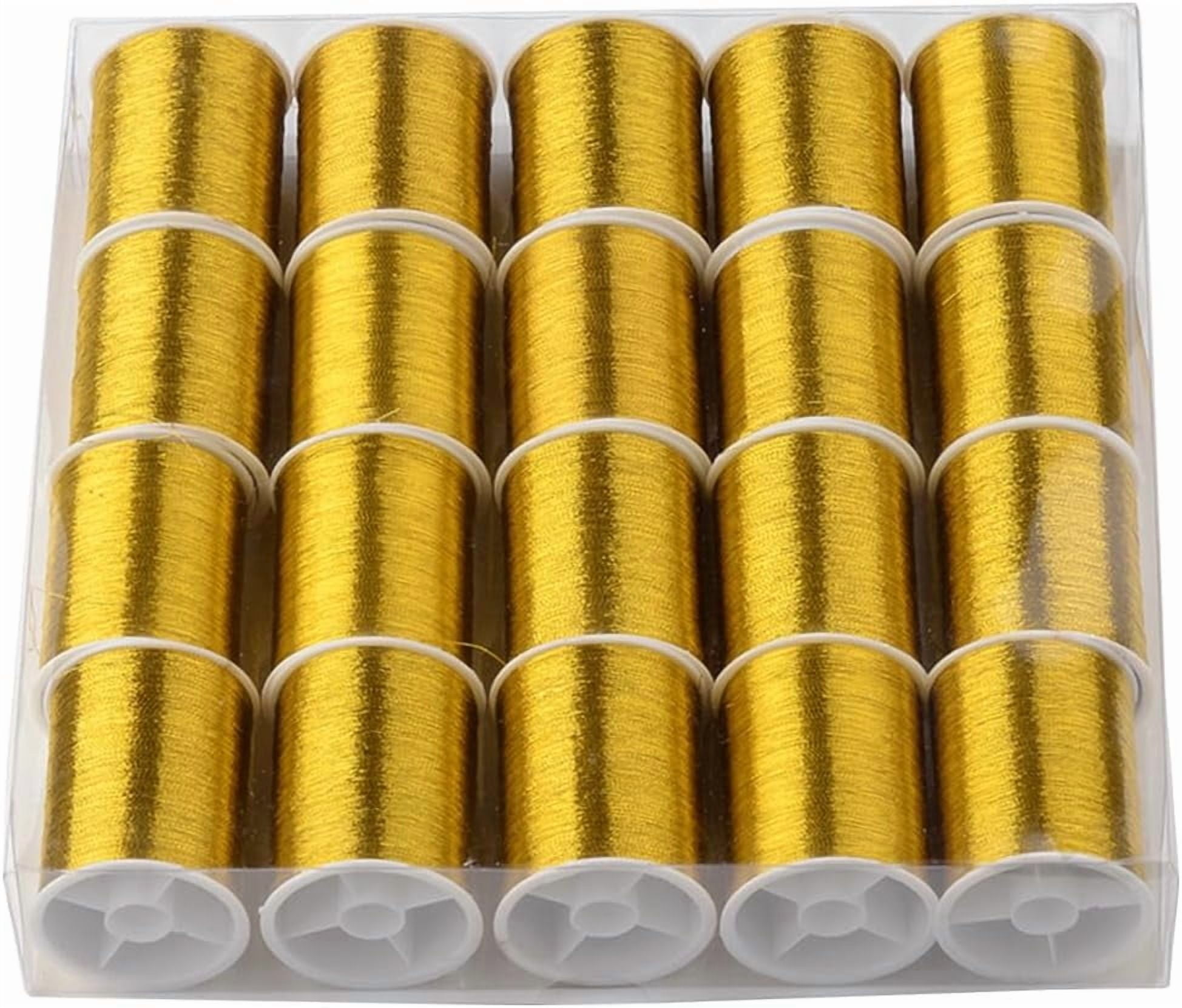 20 Rolls 1100M 0.1MM Thin Gold Metallic Cord Tinsel Rope Shimmer ...