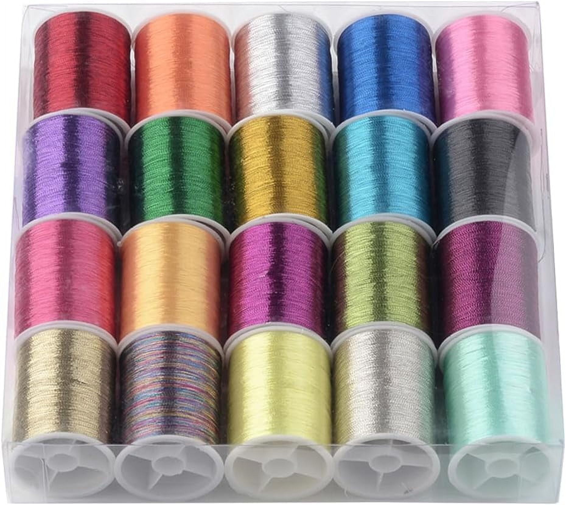 20 Rolls 1100M 0.1MM Thin Metallic Multicolor Cord Rope Embroidery ...