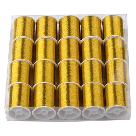 20 Rolls 1100M 0.1MM Thin Metallic Thread Shimmer Christmas Glitter ...