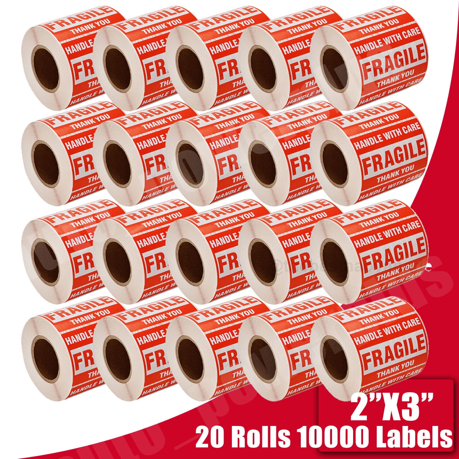 20 Rolls - FRAGILE Stickers HANDLE WITH CARE THANK YOU 2"x3" 500Pcs Per ...