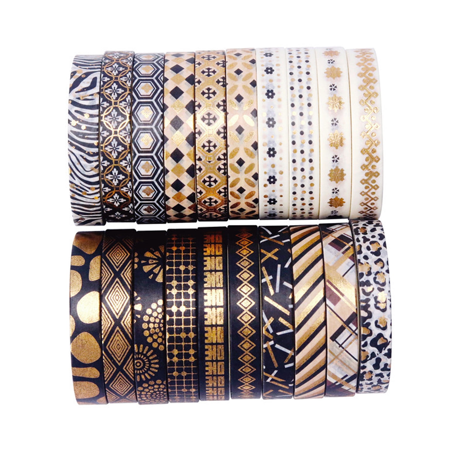 20 Rolls Slim Gold Foil Washi Tape Set Decorative Washi Masking Tapes ...