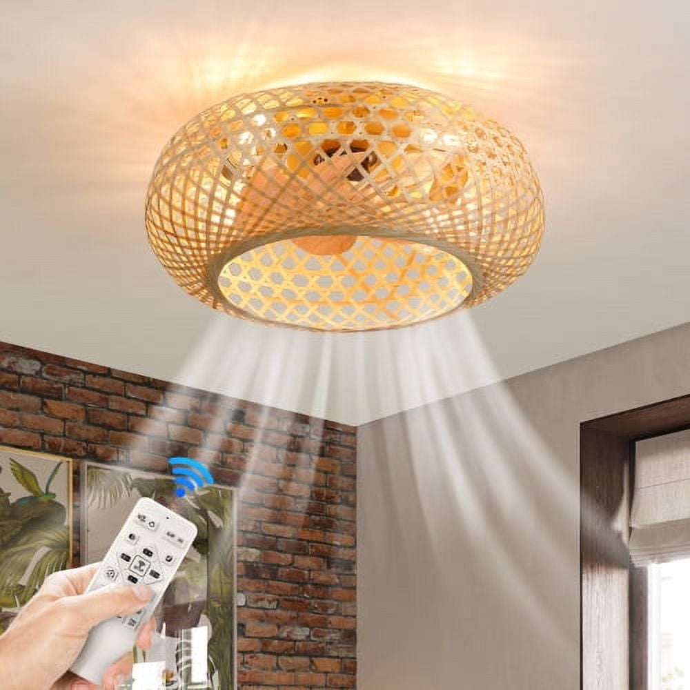20" Rustic Style Bamboo Woven Ceiling Fan with Lights - Walmart.com