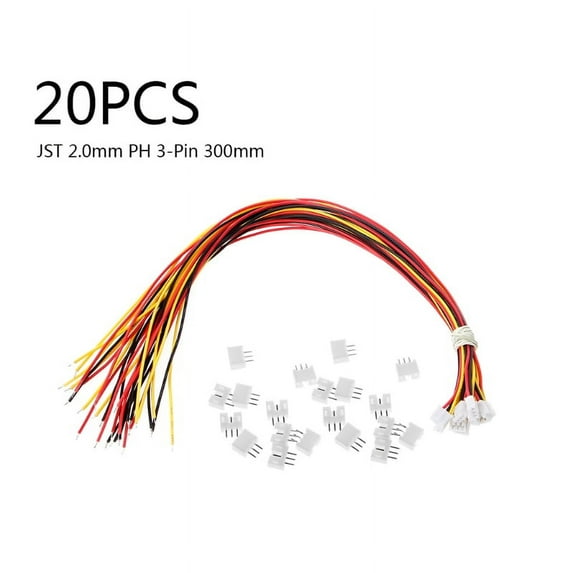 20 SETS Mini Micro JST 2.0 PH 3-Pin Connector plug with Wires Cables 300MM - Walmart.com