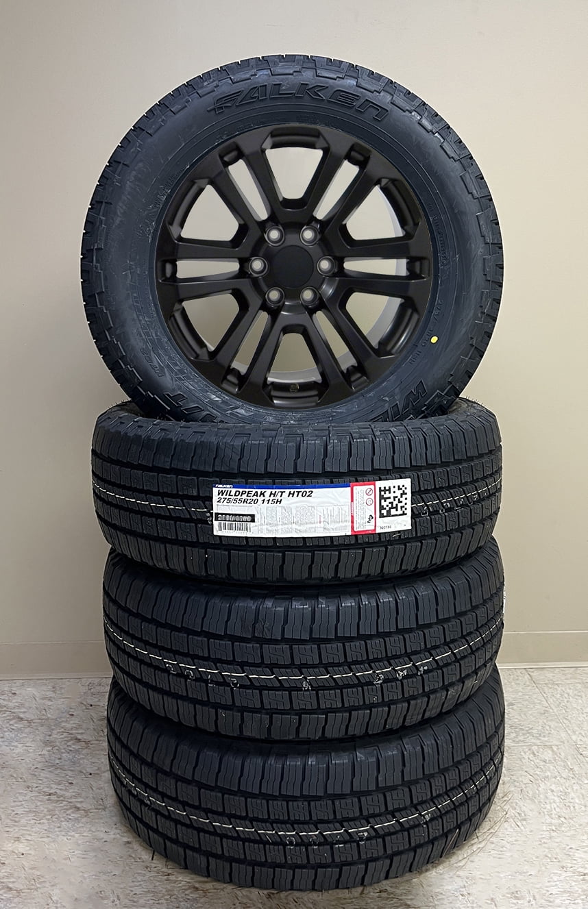 20" Satin Black Split Spoke Wheels with 275/55R20 All Season Tires SET ...