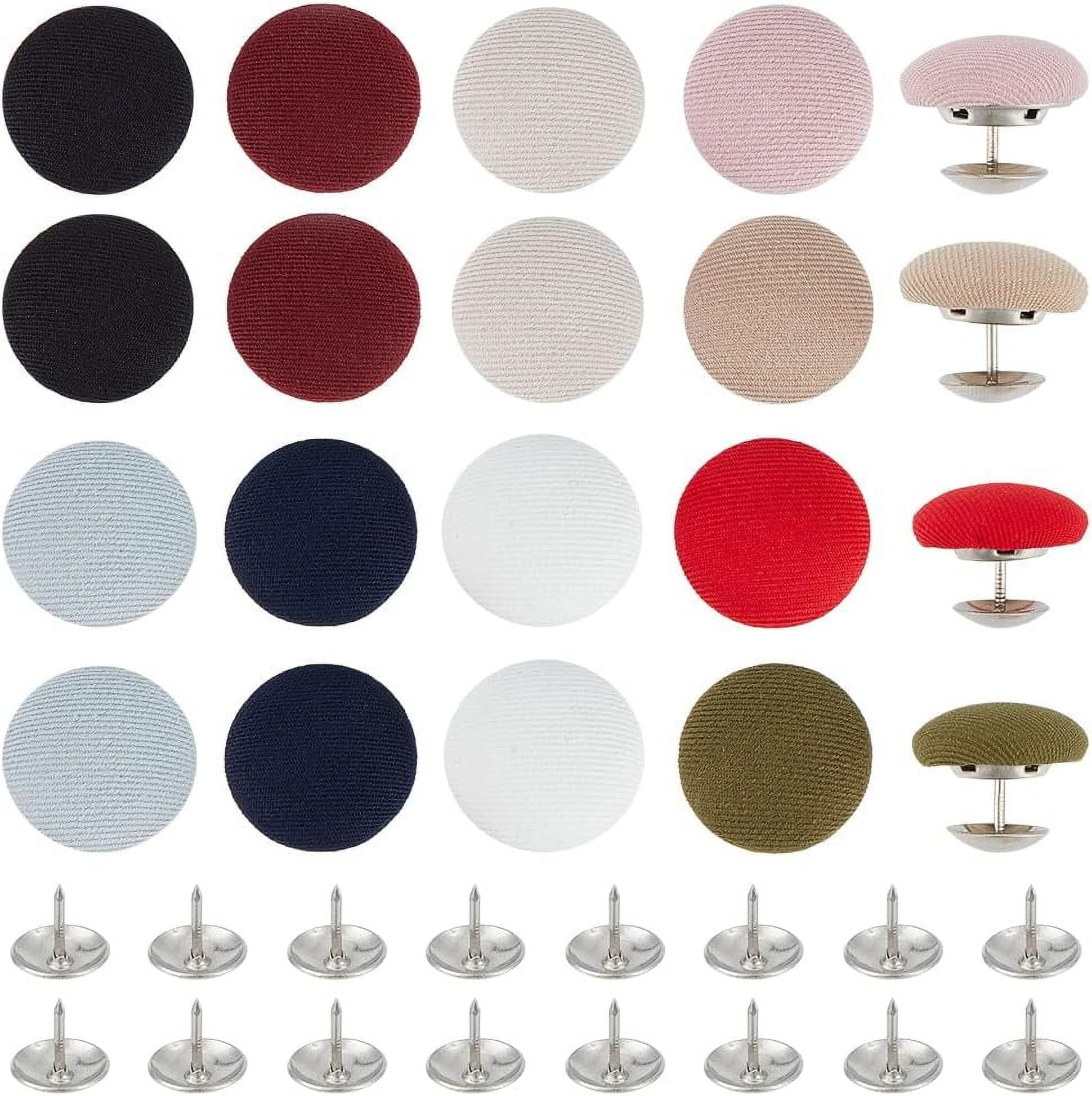 20 Set 10 Color Cloth Covered with Metal Buttons 18.5mm/0.73 Inch Cloth ...