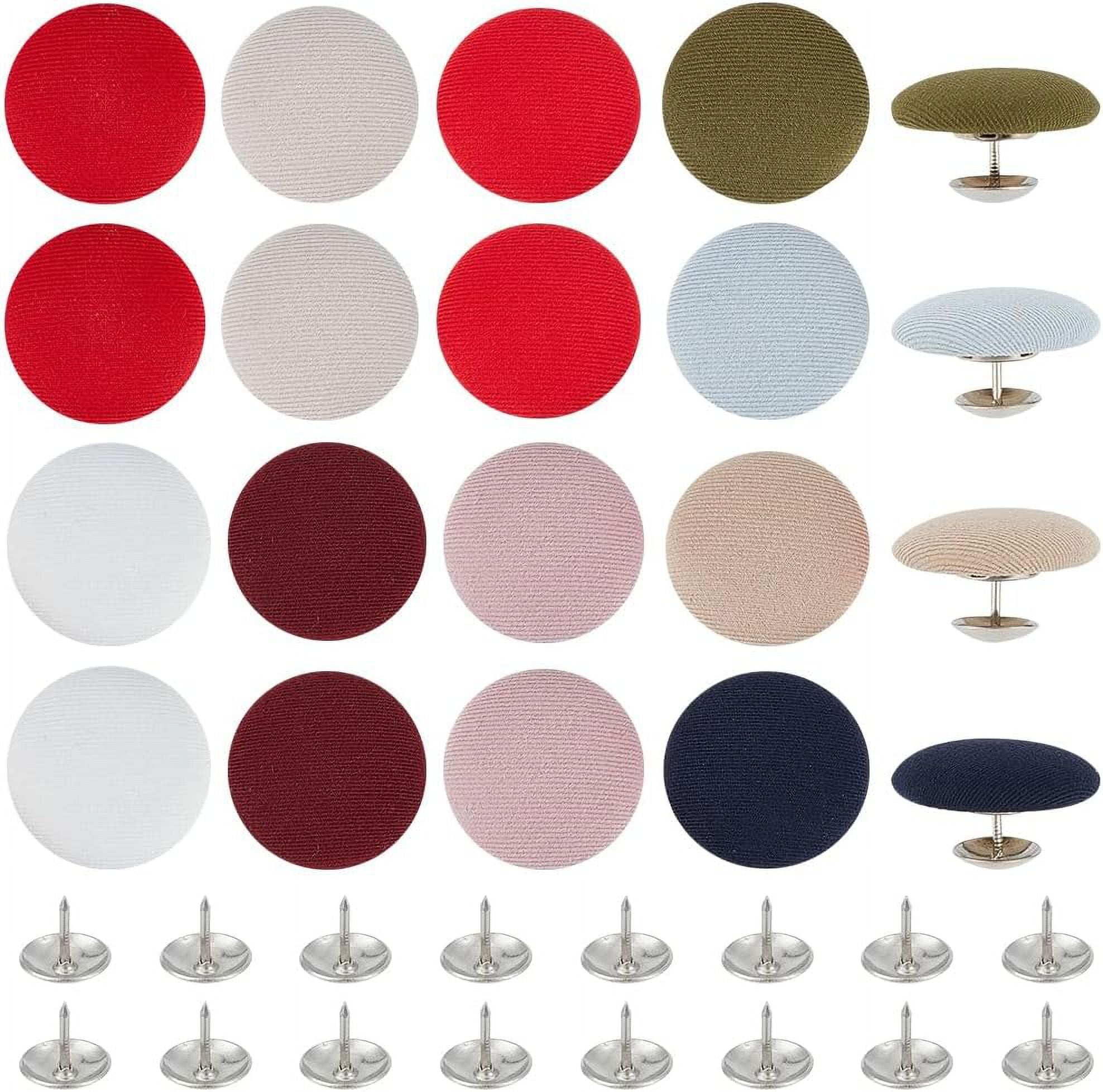 20 Set 10 Color Cloth Covered with Metal Shank Round Buttons 25mm/0.98 Inch Cloth Covered ...