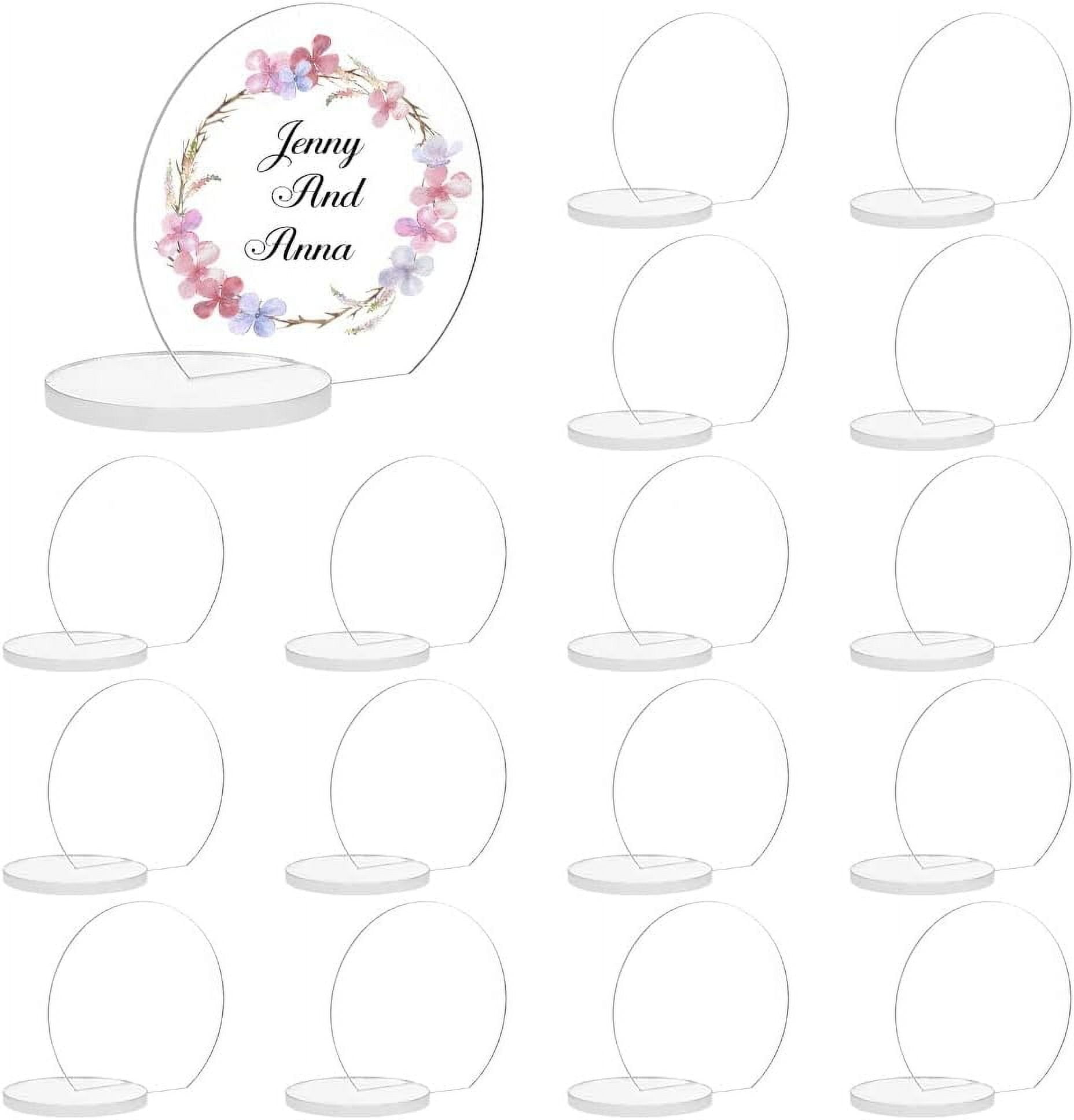 20 Set Acrylic Place Cards Round Wedding Place Card Holder Acrylic Name ...