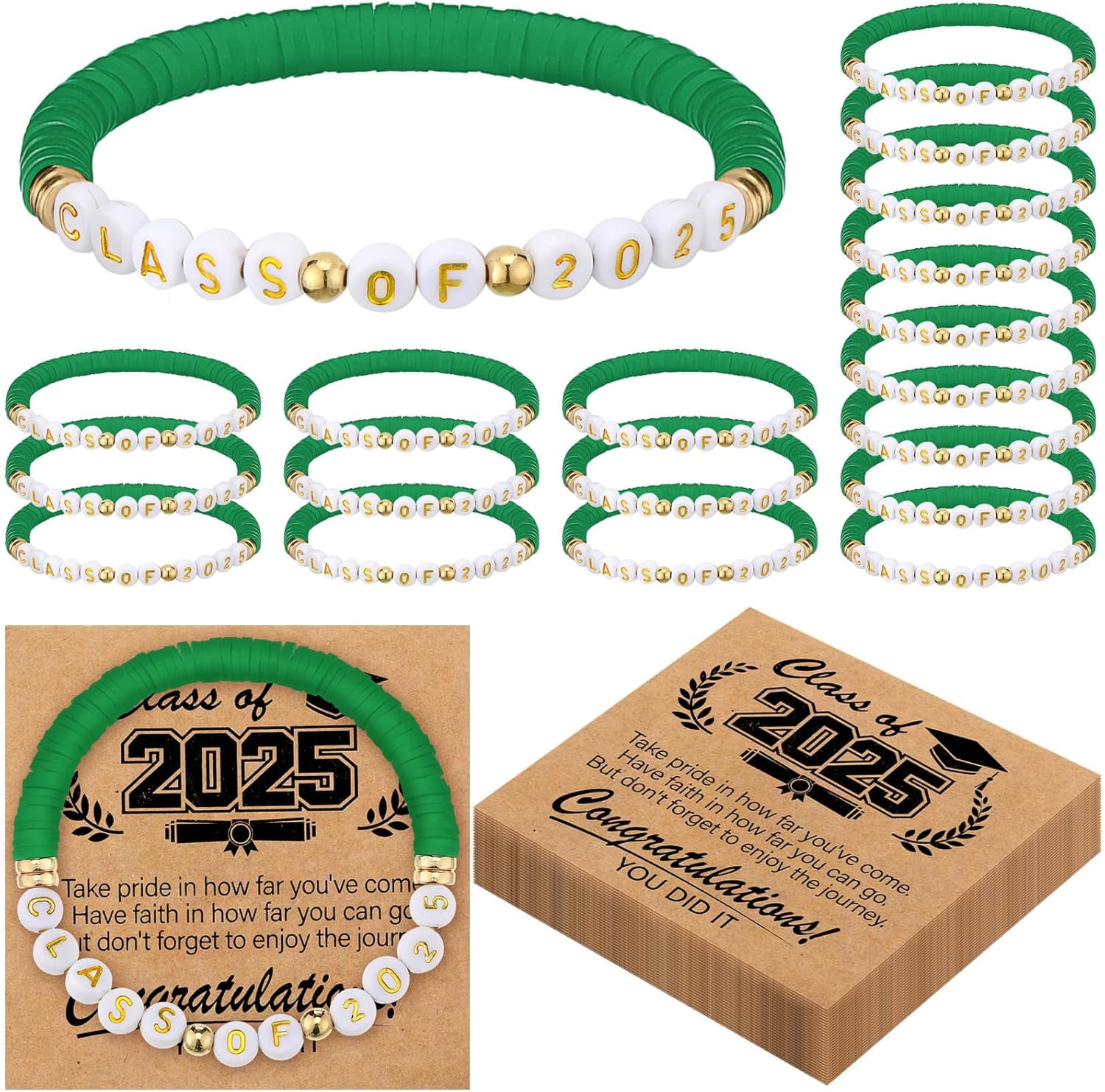 20 Set Black Class of 2025 Bracelets Bulk End of Year Graduation Gifts ...