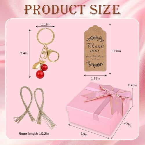20 Set Cherry Keychain Party Favors Bulk Gift Set , Thank You Cards for ...