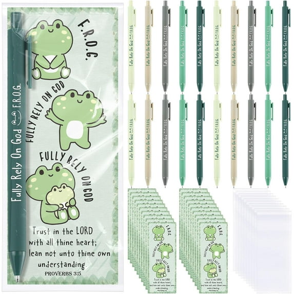 20 Set Christmas Christian Gifts Bulk Fully Rely on God Frog Pens ...