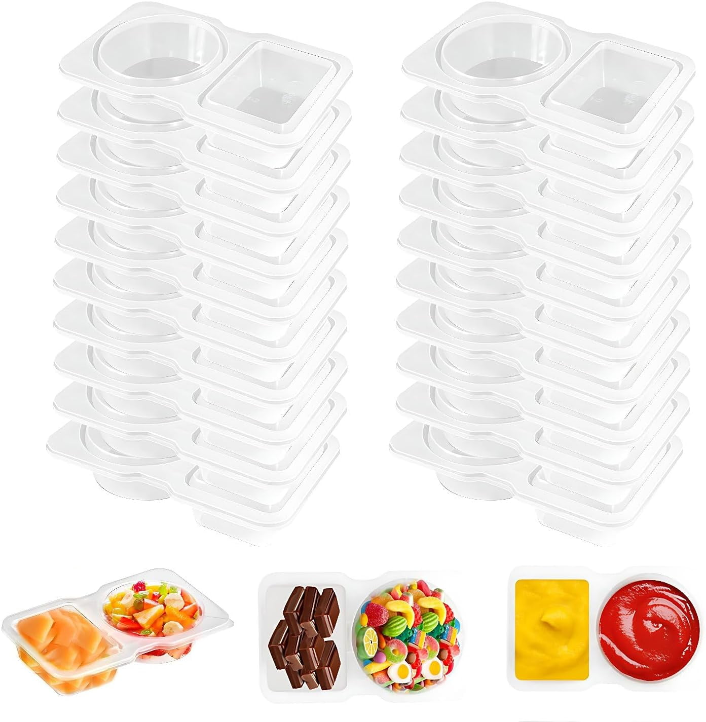 20 Set Condiment Container with Lid, Reusable Clear Plastic Leakproof ...