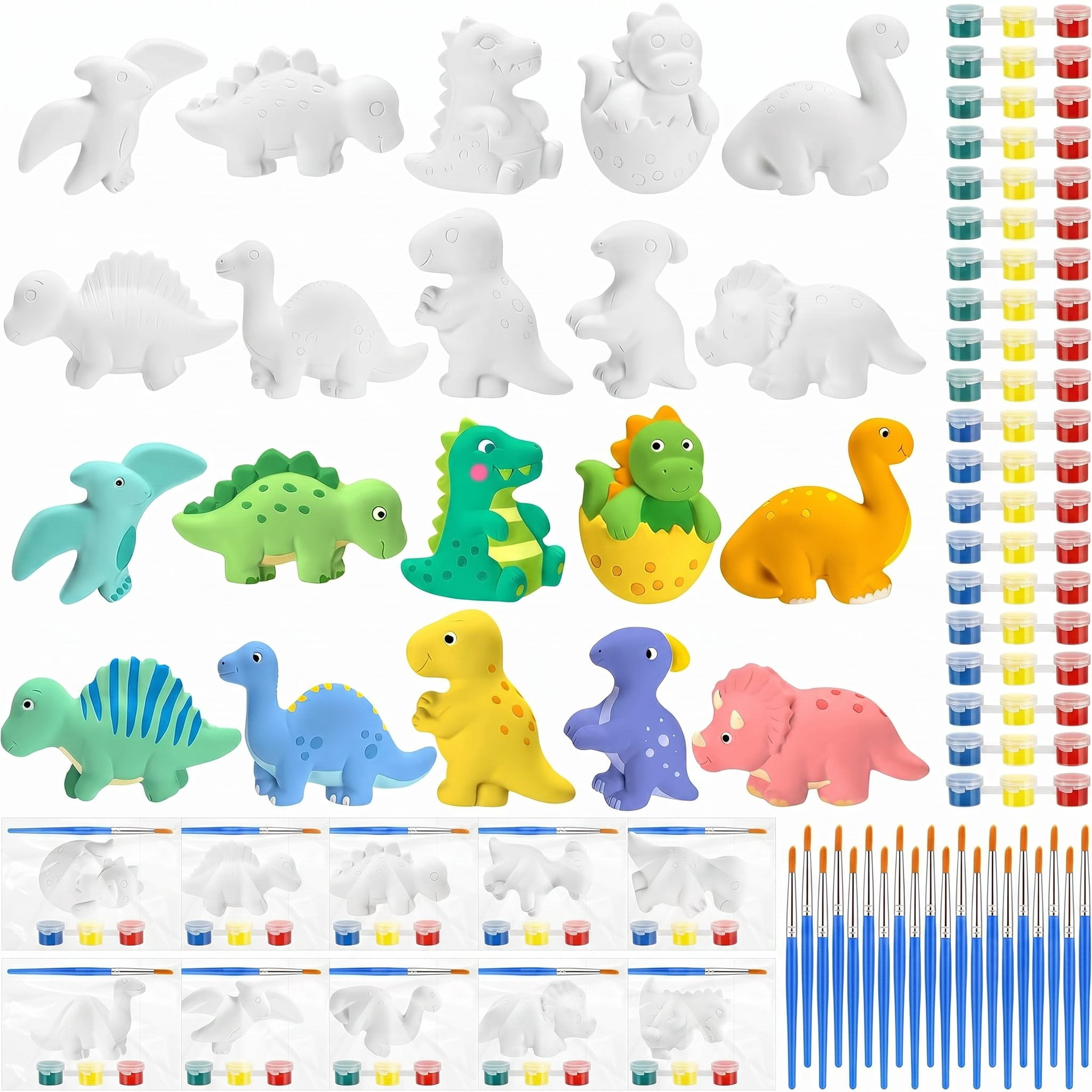20 Set Dinosaur Plaster Figurine Painting Kit, DIY Arts and Crafts with ...