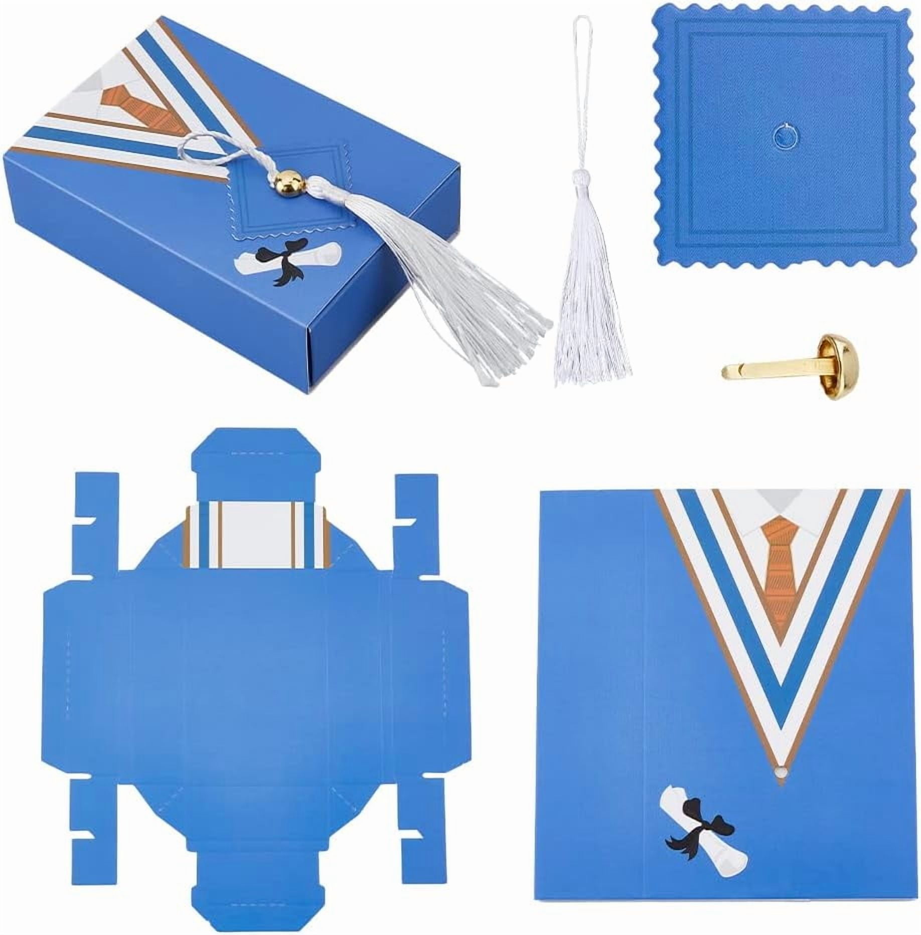 20 Set Graduation Candy Boxes Rectangle Paper Candy Boxes Blue ...