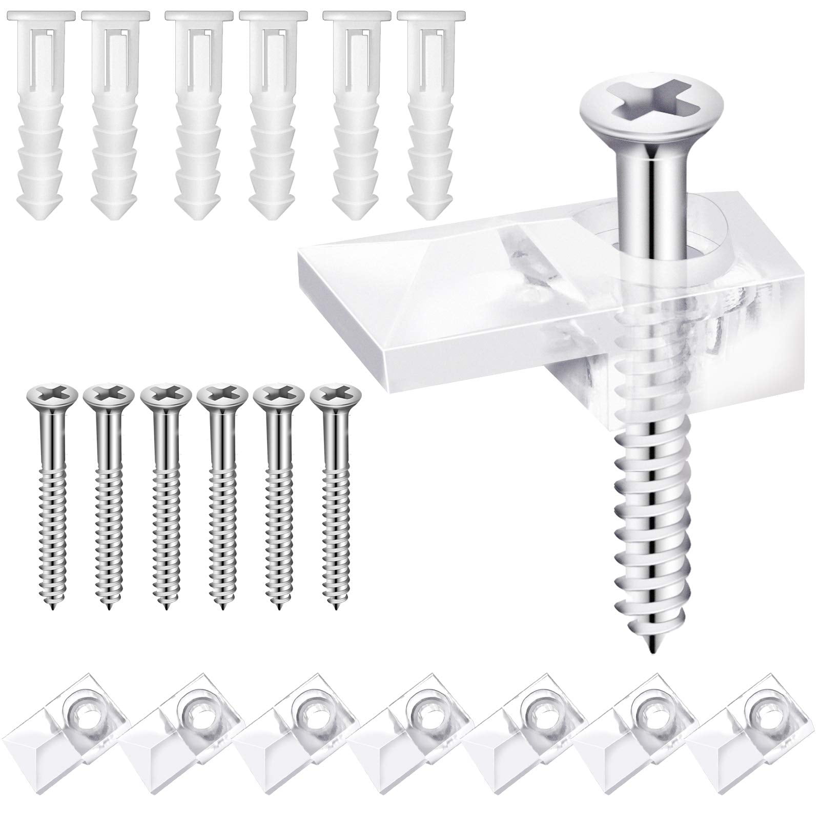 20 Set of Mirror Holder Clips,Clear Plastic Mirror Hanging Kit,Mirror ...