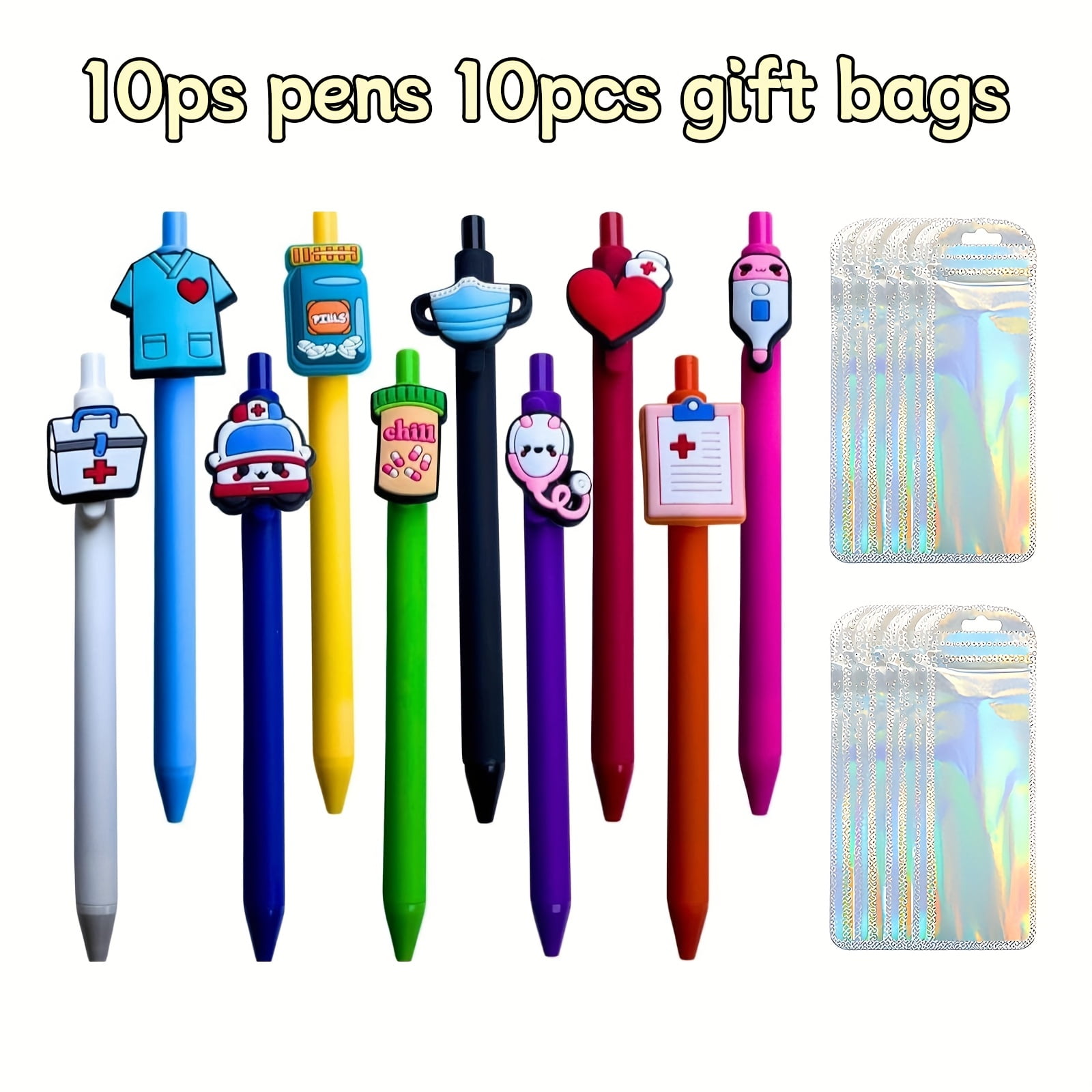20 Set Nurse pens with Heart Stethoscope Masks Designs 10 Pen Bags in ...