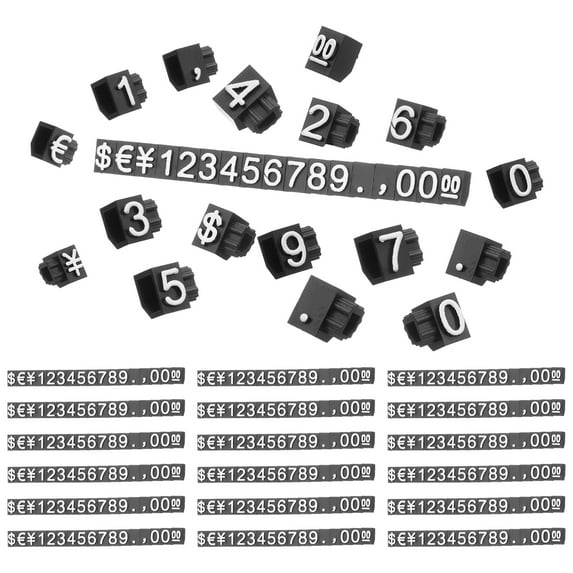 20 Set Price Tag Cube 2" x 0.2" Adjustable Counter Stand Label, Black ...