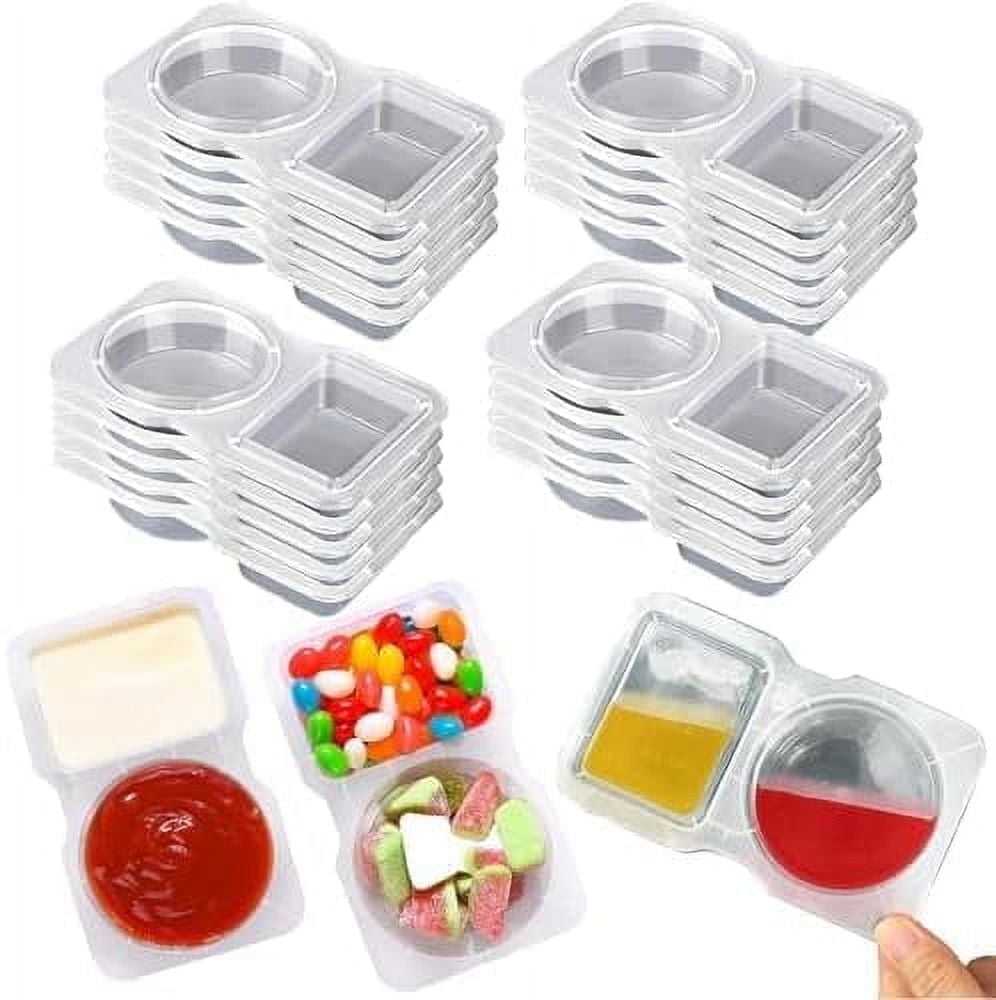 20 Set Reusable Snack Containers, 2-Compartment Dipping Containers with ...